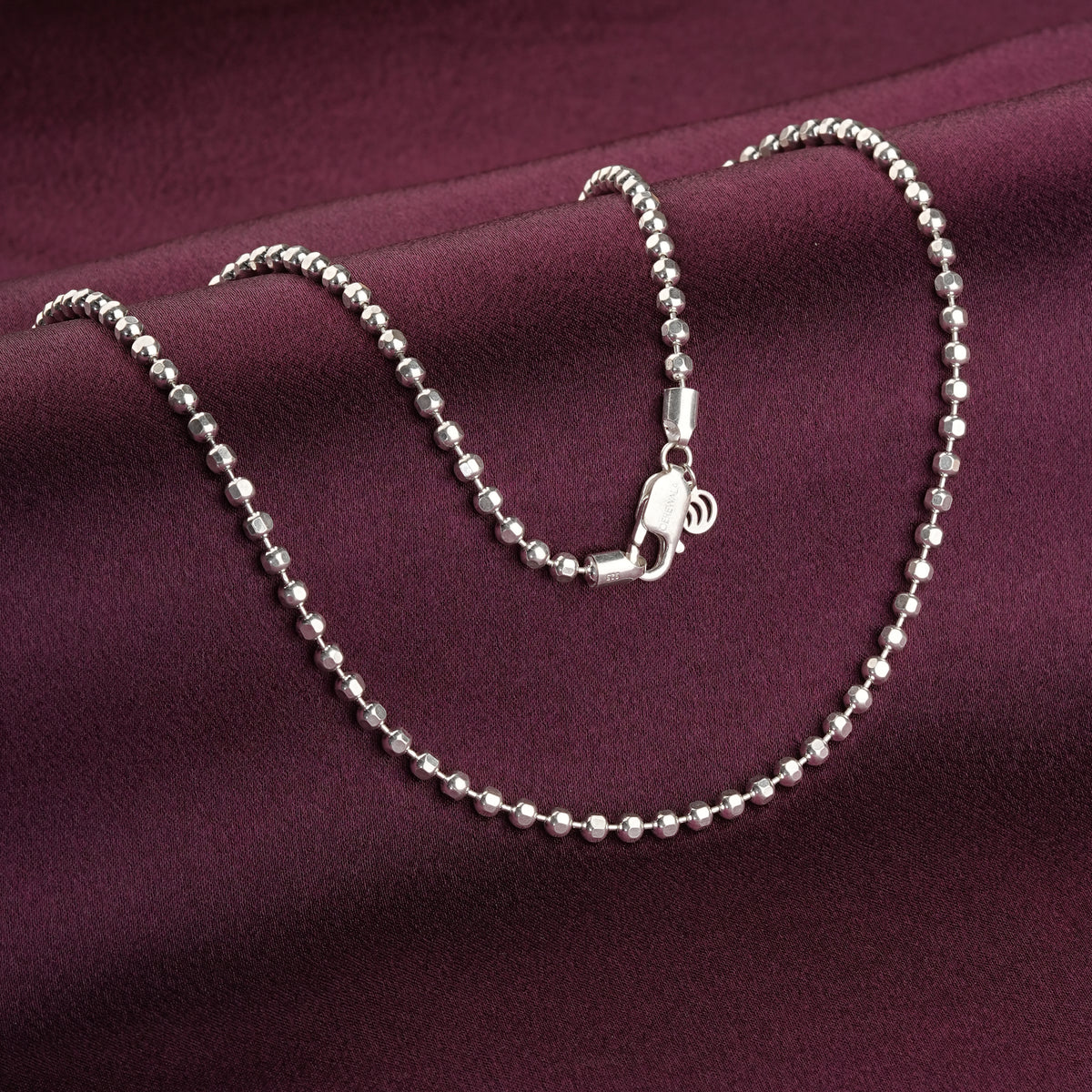 Pure silver beads chain for mens 24 inches