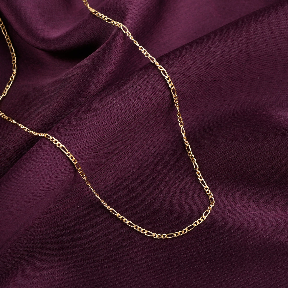 925 Pure silver 20 inches figaro chain with 22 kt gold