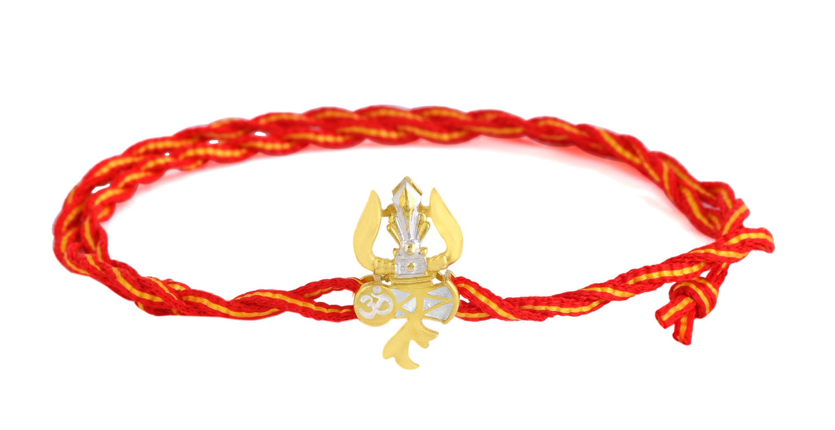 Trishul Damroo Pure Silver Rakhi for Brother 3-In-1 Silver Rakhi ...