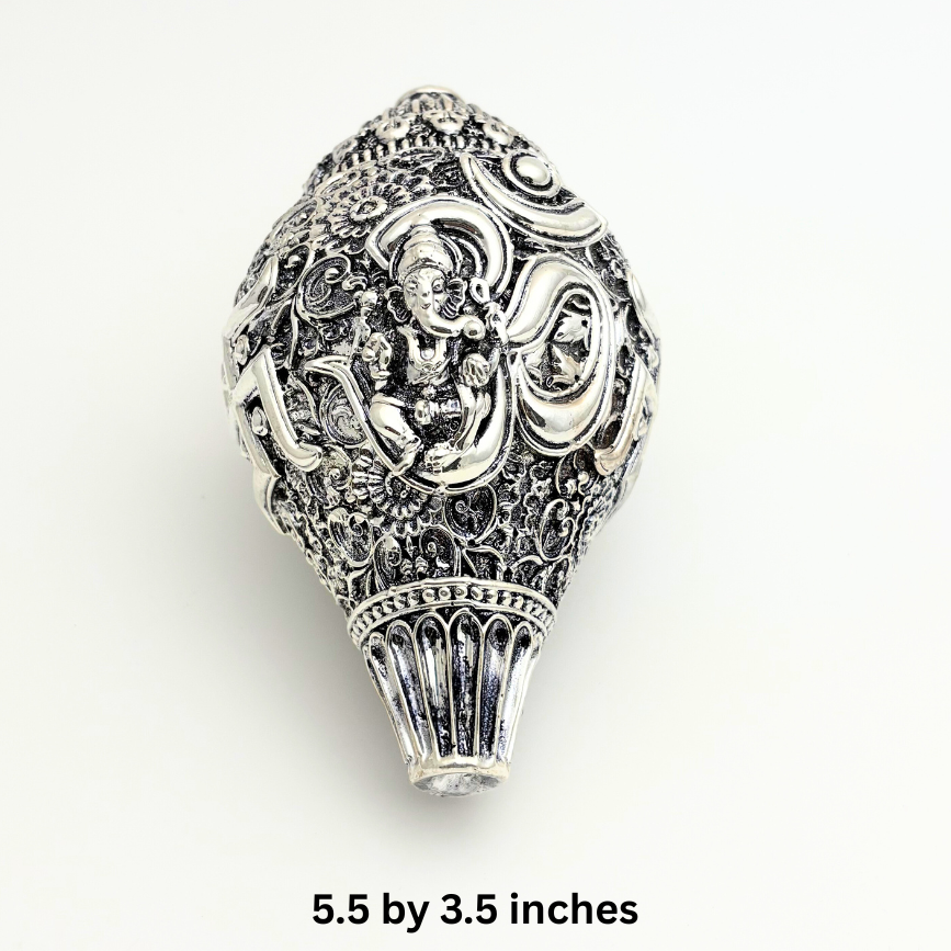 999 Pure Silver Shank with om and Ganesha