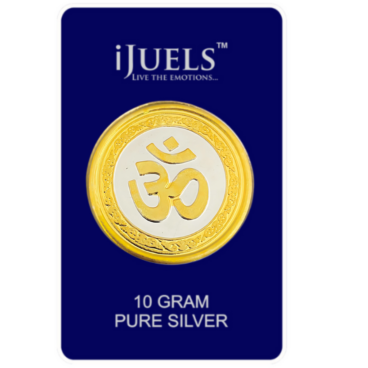 10 Grams pure om silver coin with 22 kt gold