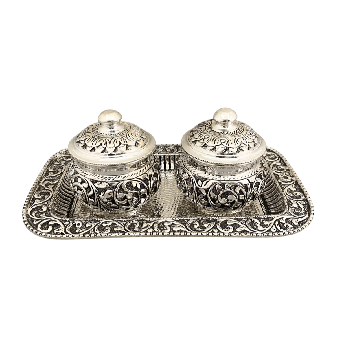 Silver Supari Daan Set with Tray | Silver Supari Box - Purity ...