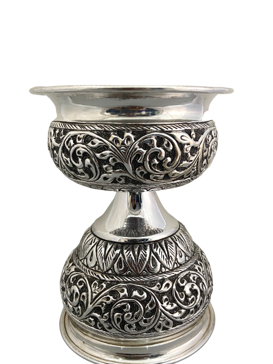 iJules 925 akhand jyoti deepak with nakshi work design ,best for templ